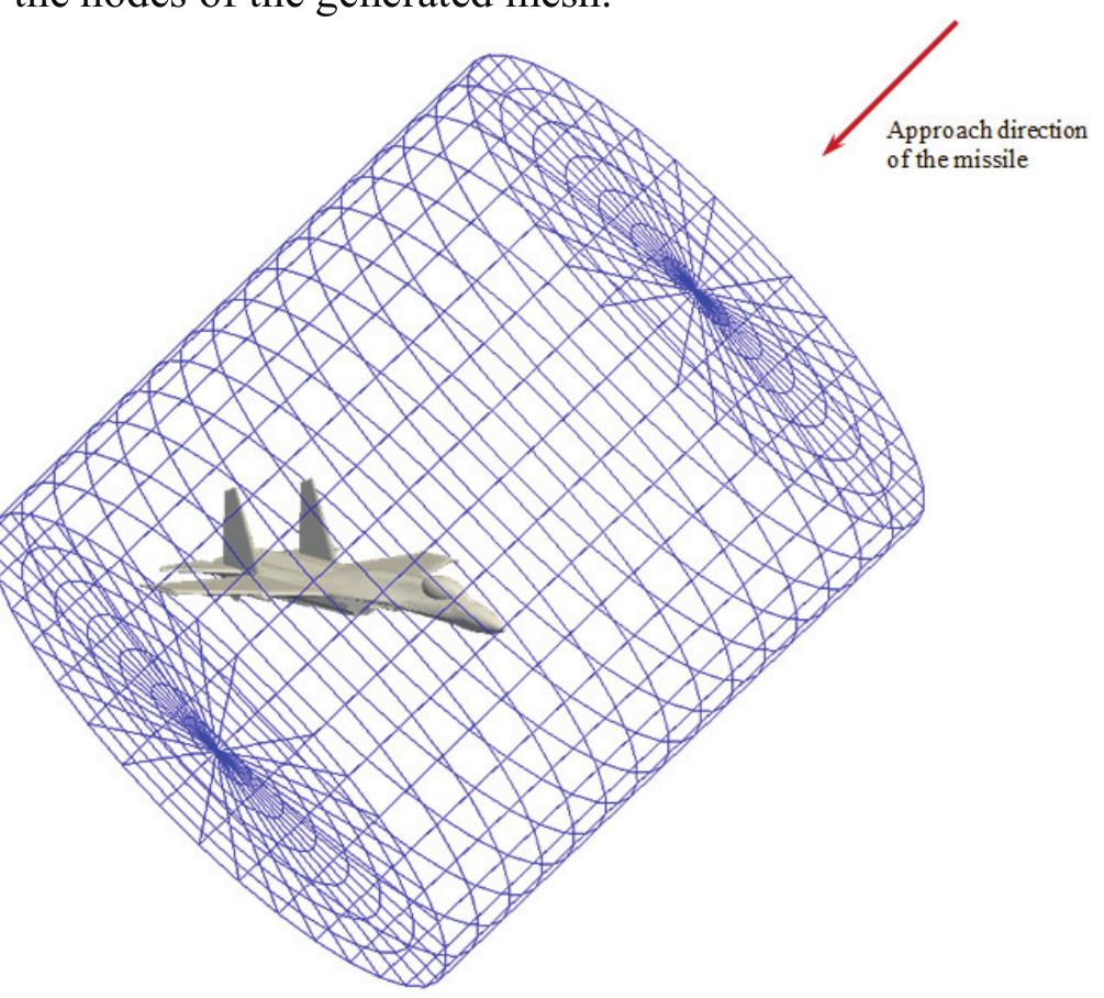 Intercept paths and warhead explosion locations on the