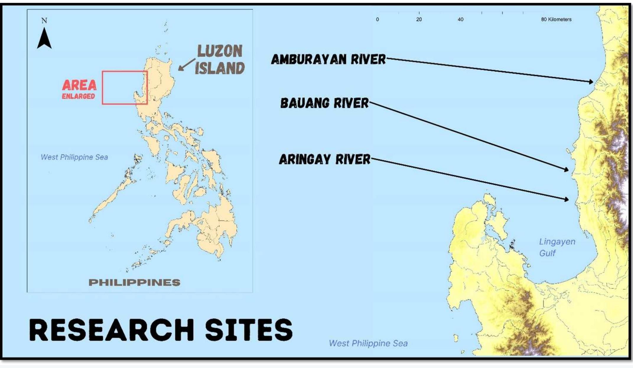 Map of research sites (shuttle radar topography mission data