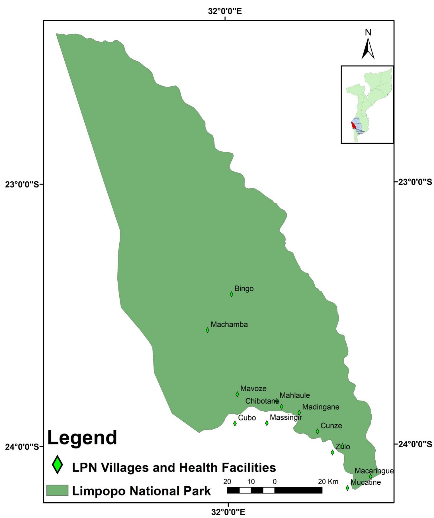 Massingir district map showing the study area (map provided