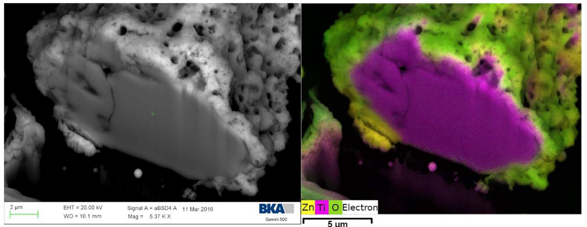 Cross-sectioned particle originating from the ignited