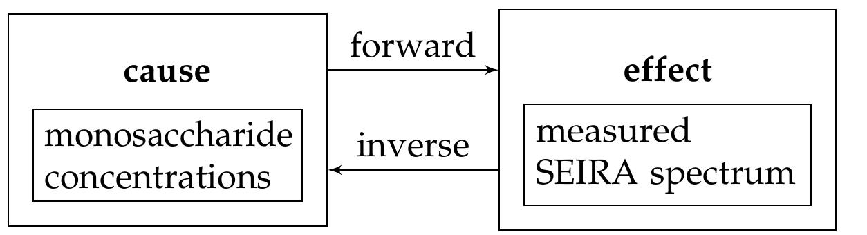 Flow chart visualising the forward/inverse problem of