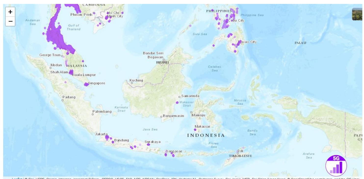 5g coverage map for all of indonesia. adapted with