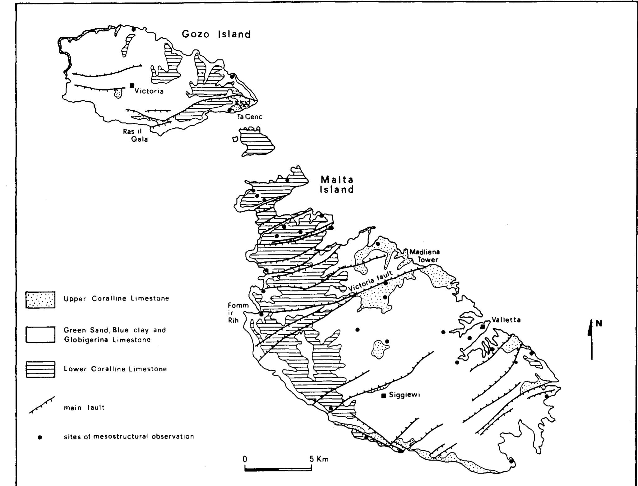 Structural sketch map of the maltese islands.