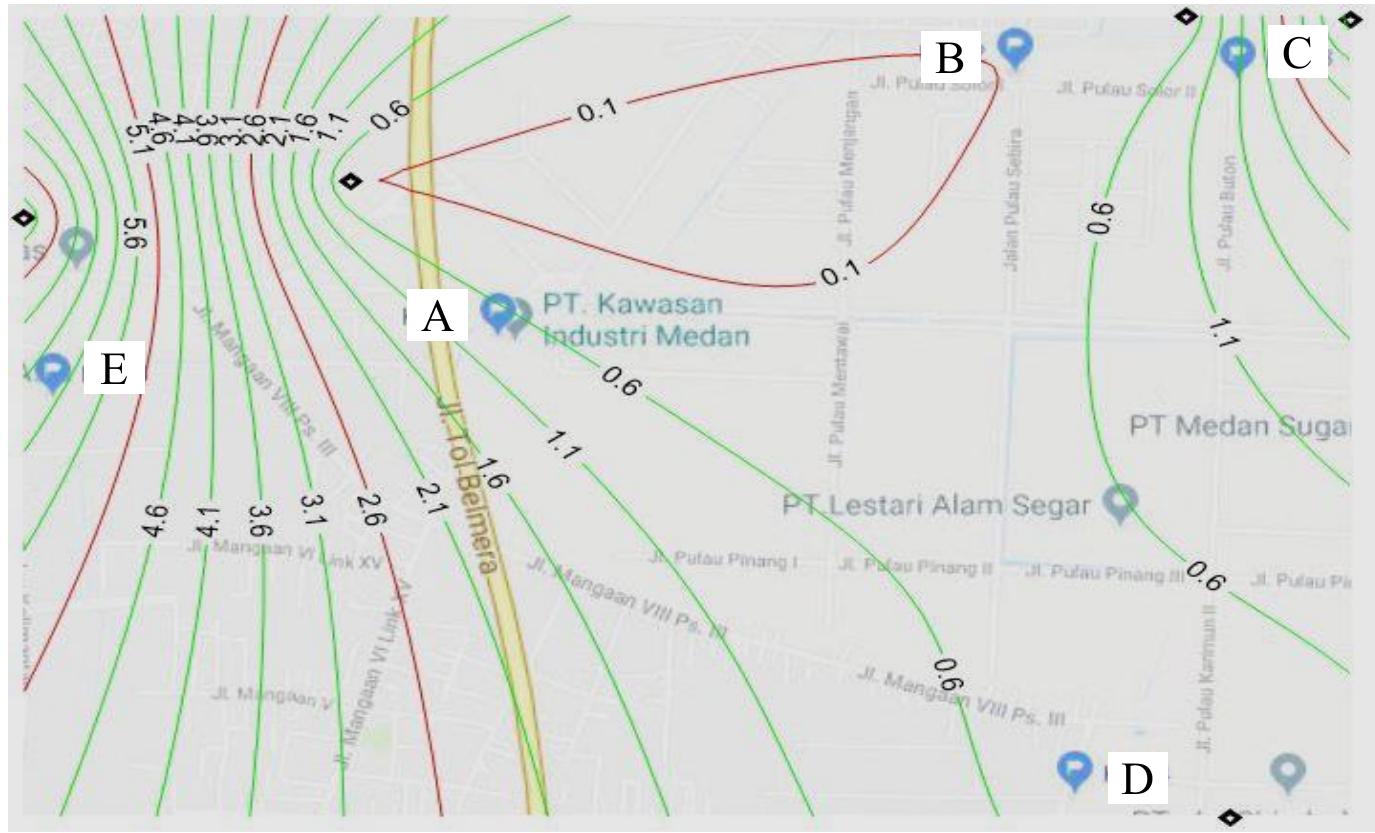 Map of corrosion rate of sheet type structural carbon steel