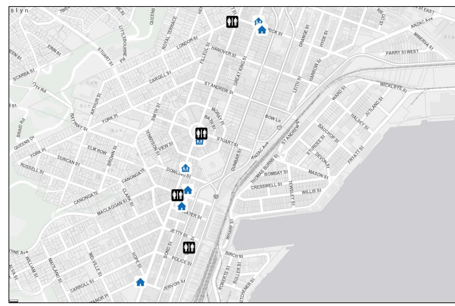 Interactive map showing underground convenience sites and