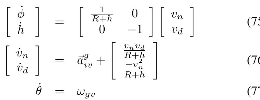 The kinematic model for the imu at point p (i.e., the