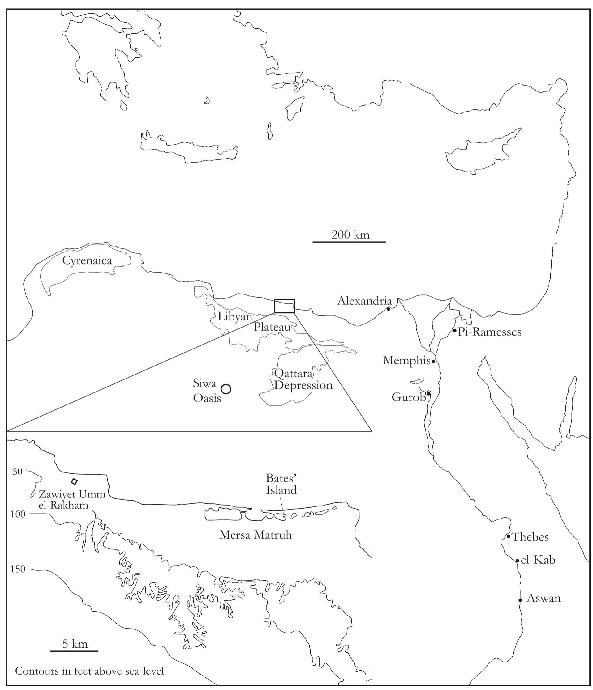 Map showing the location of zawiyet umm el-rakham
