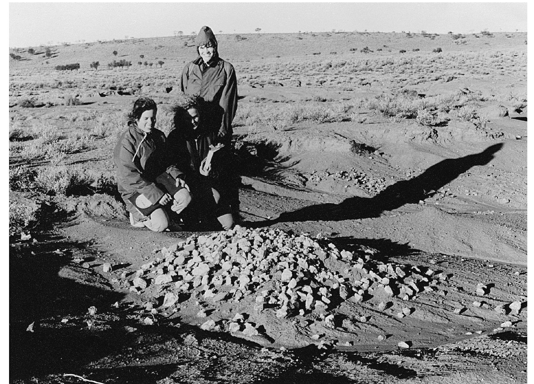 A former aboriginal fireplace on the valley floor of