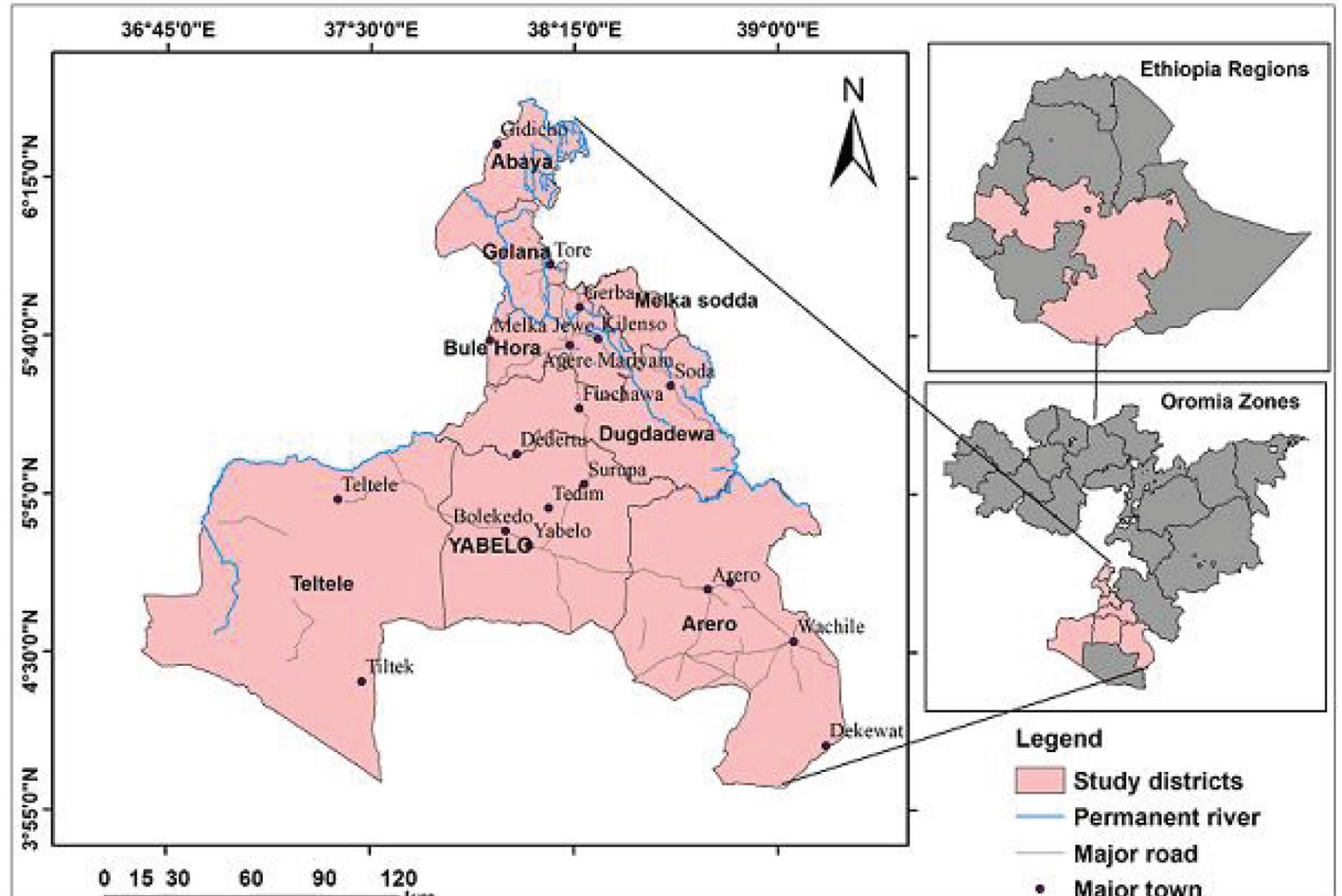 Map of ethiopia showing the regions, zones of oromia and