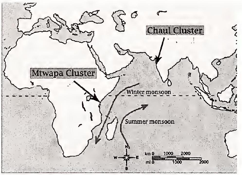 Map of the western indian ocean showing the ports of mtwapa,