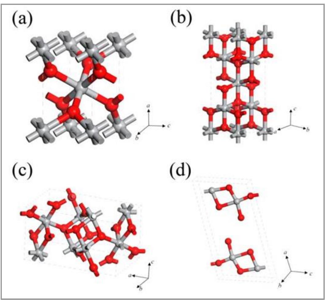 Crystal structures of tio2: (a) rutile; (b) anatase; (c)
