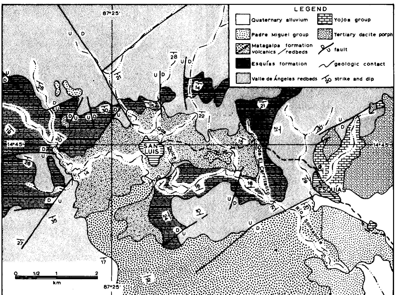 Fic, 4—geologic sketch map of esquias area, central