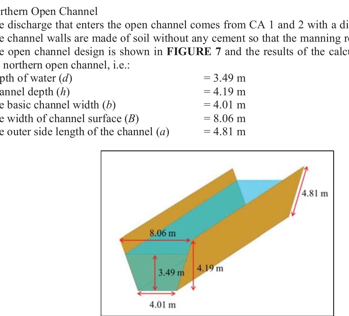 Dimensions of the northern open channel figure 6. dimensions