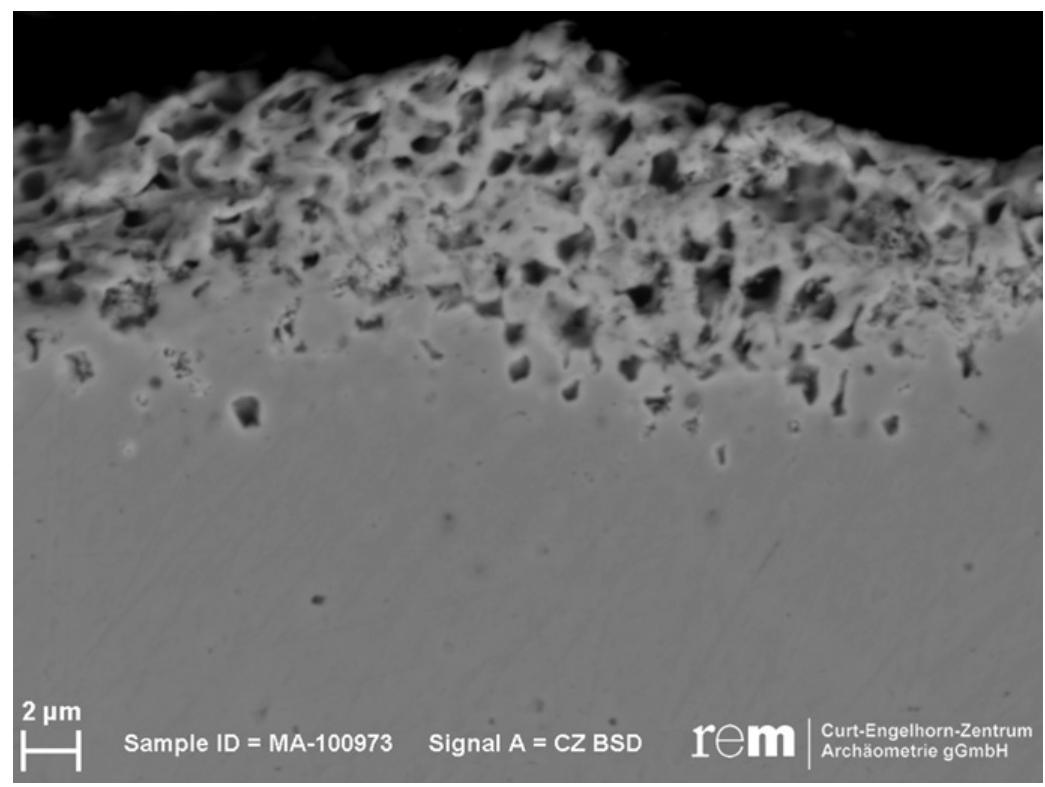 Bse image of the gilding layer of the cross section of a