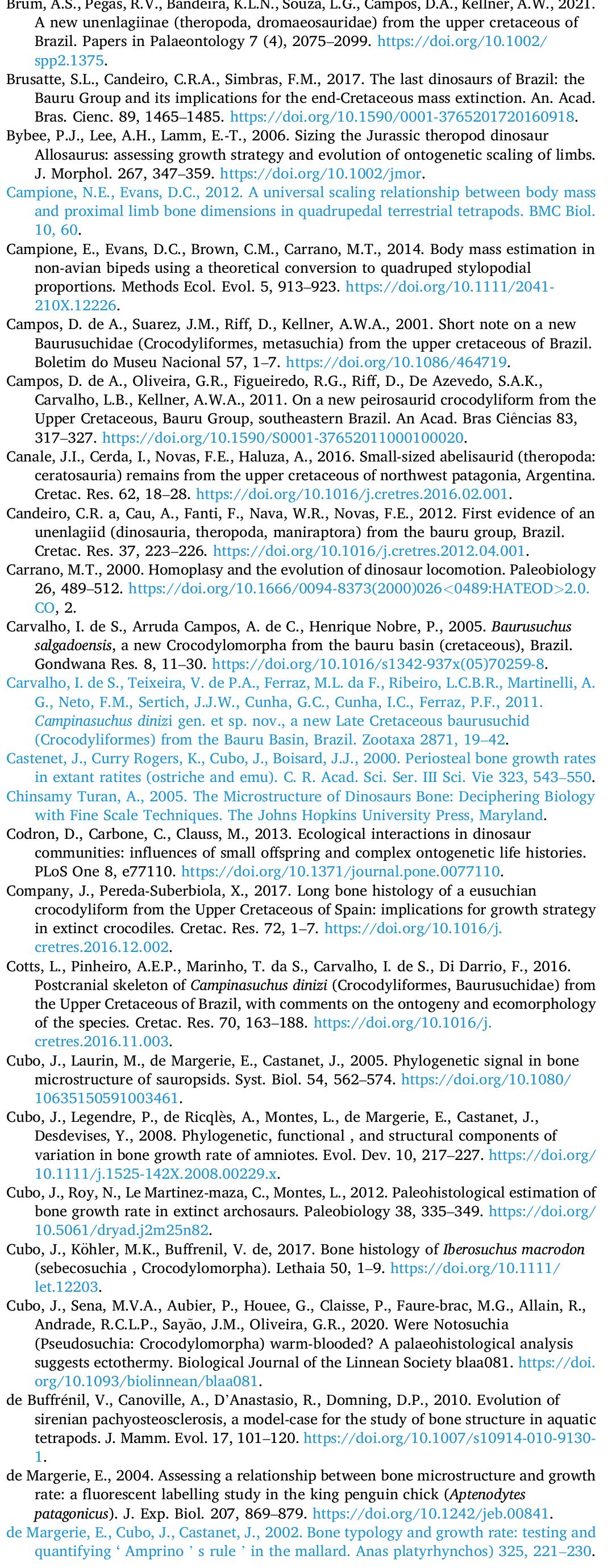 Table 2 - Osteohistology of the large-sized Cretaceous