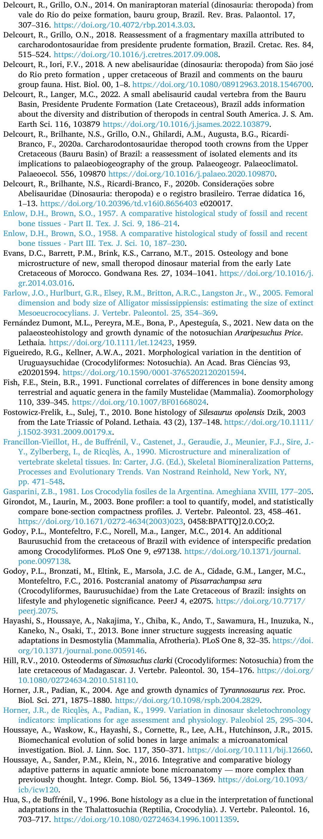 Table 3 - Osteohistology of the large-sized Cretaceous