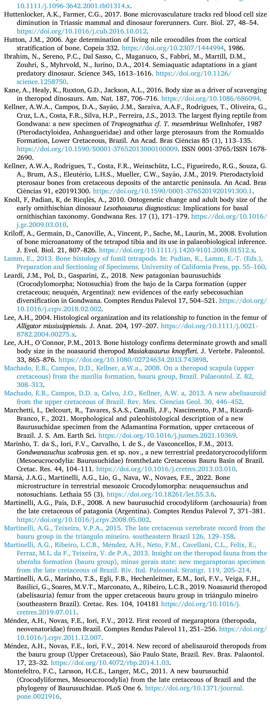 Table 4 - Osteohistology of the large-sized Cretaceous