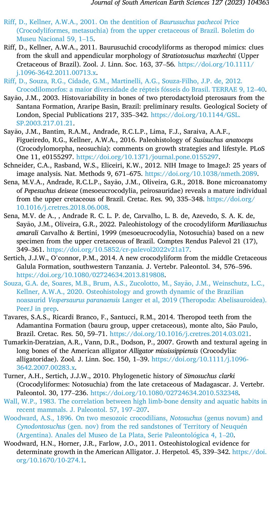 Table 5 - Osteohistology of the large-sized Cretaceous