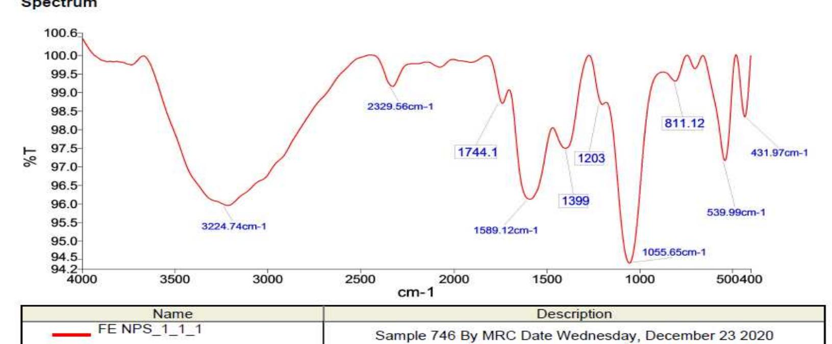 Ftir spectrum of fe-nps. nanoparticles [15-17,22, 24, 25].