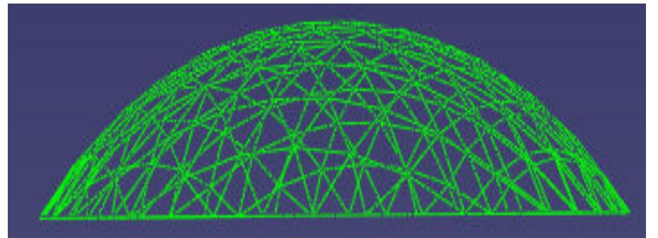 Steel spherical shell: span (l) = 30 m, rise (f) = 7.5 m