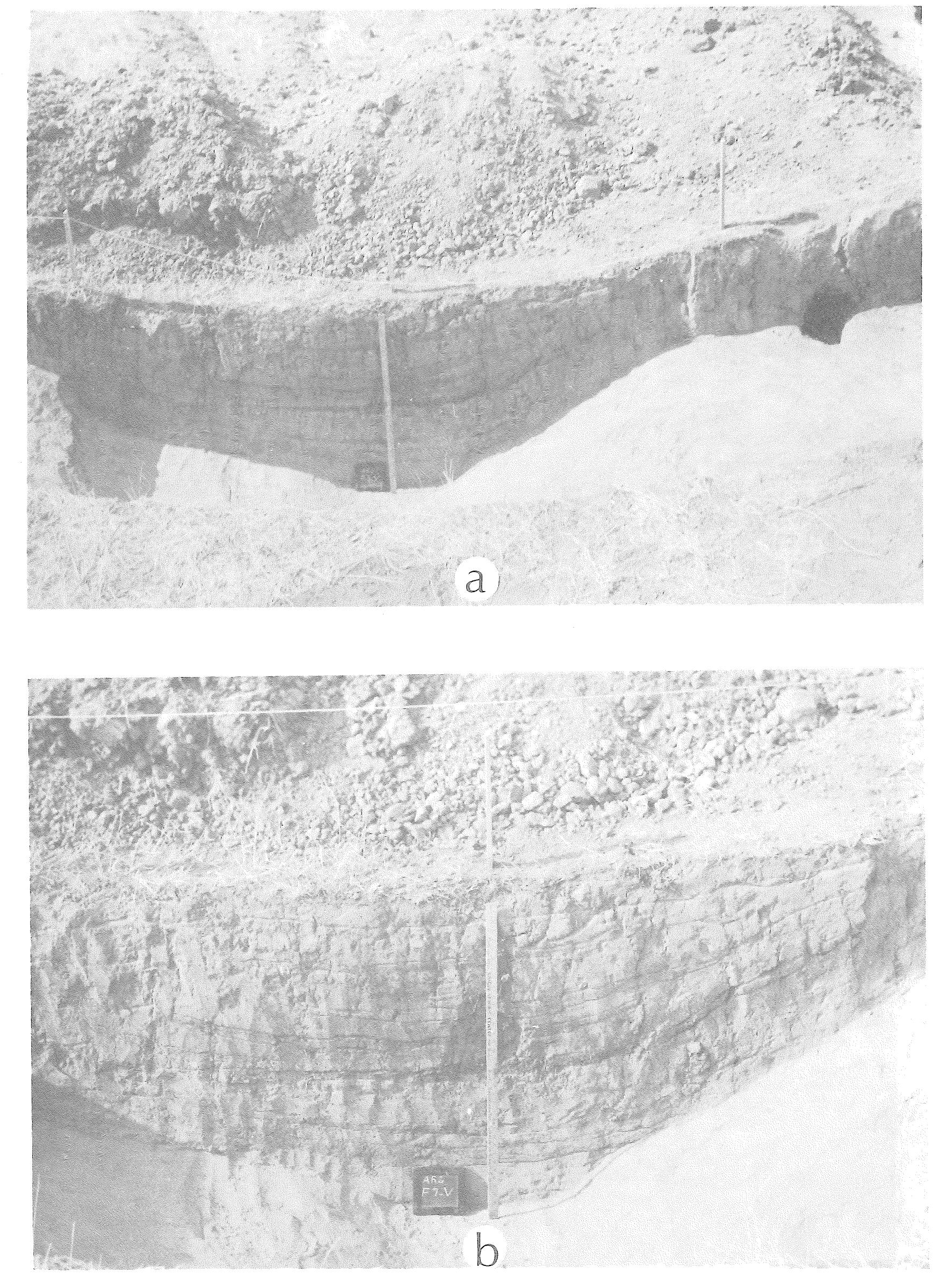 A, cross section of fortification ditch. note shape and