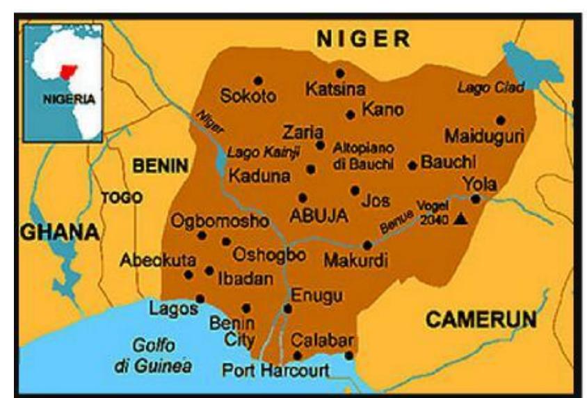 Map showing osun state. nigeria map many cities fig. 1 map