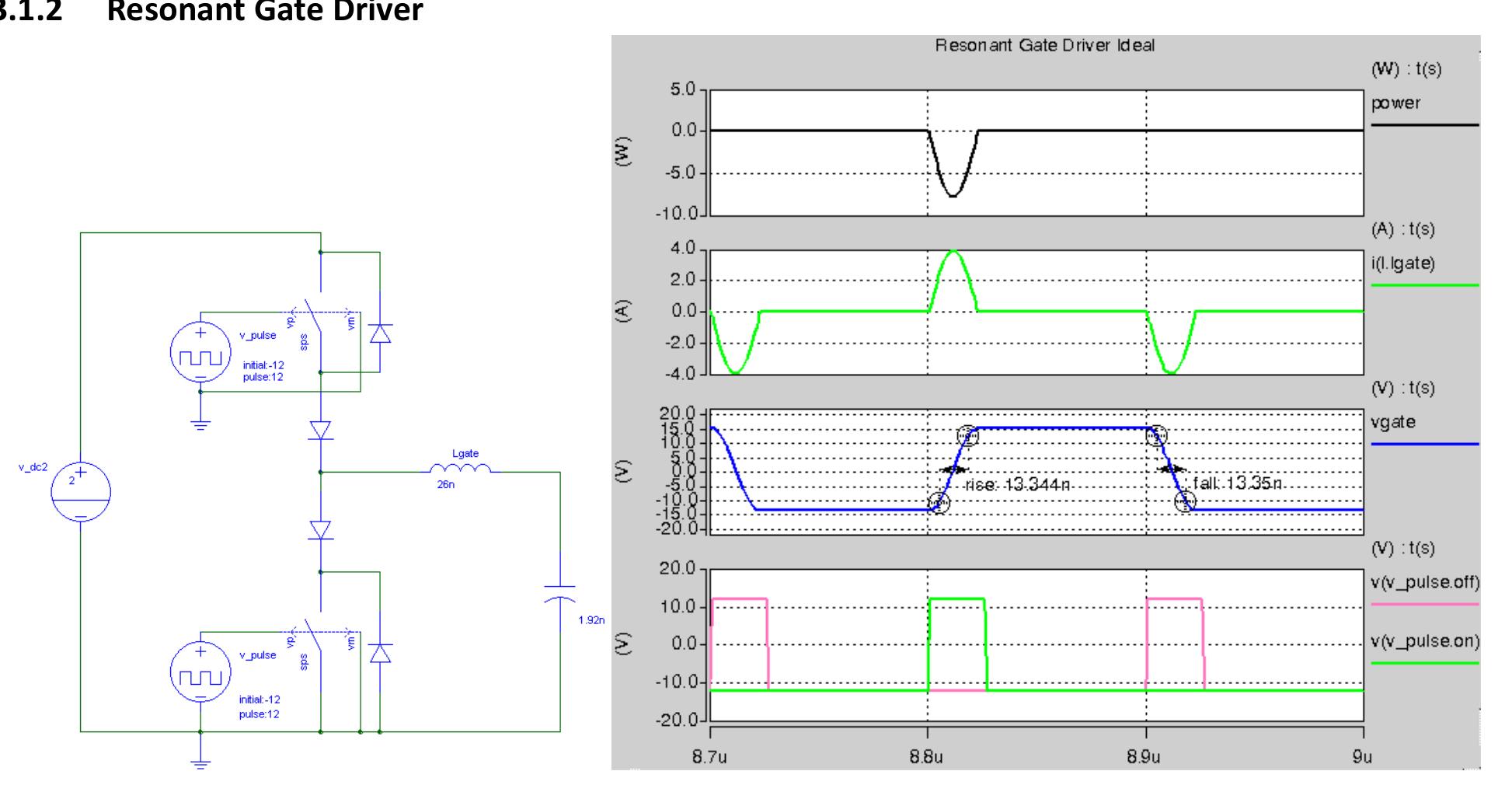 3 resonant gate driver simulation schematic and switching