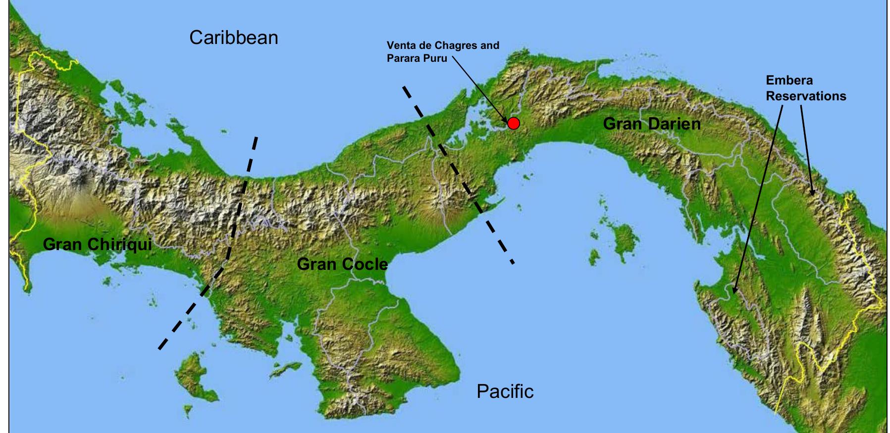 Map of the republic of panama showing the location of