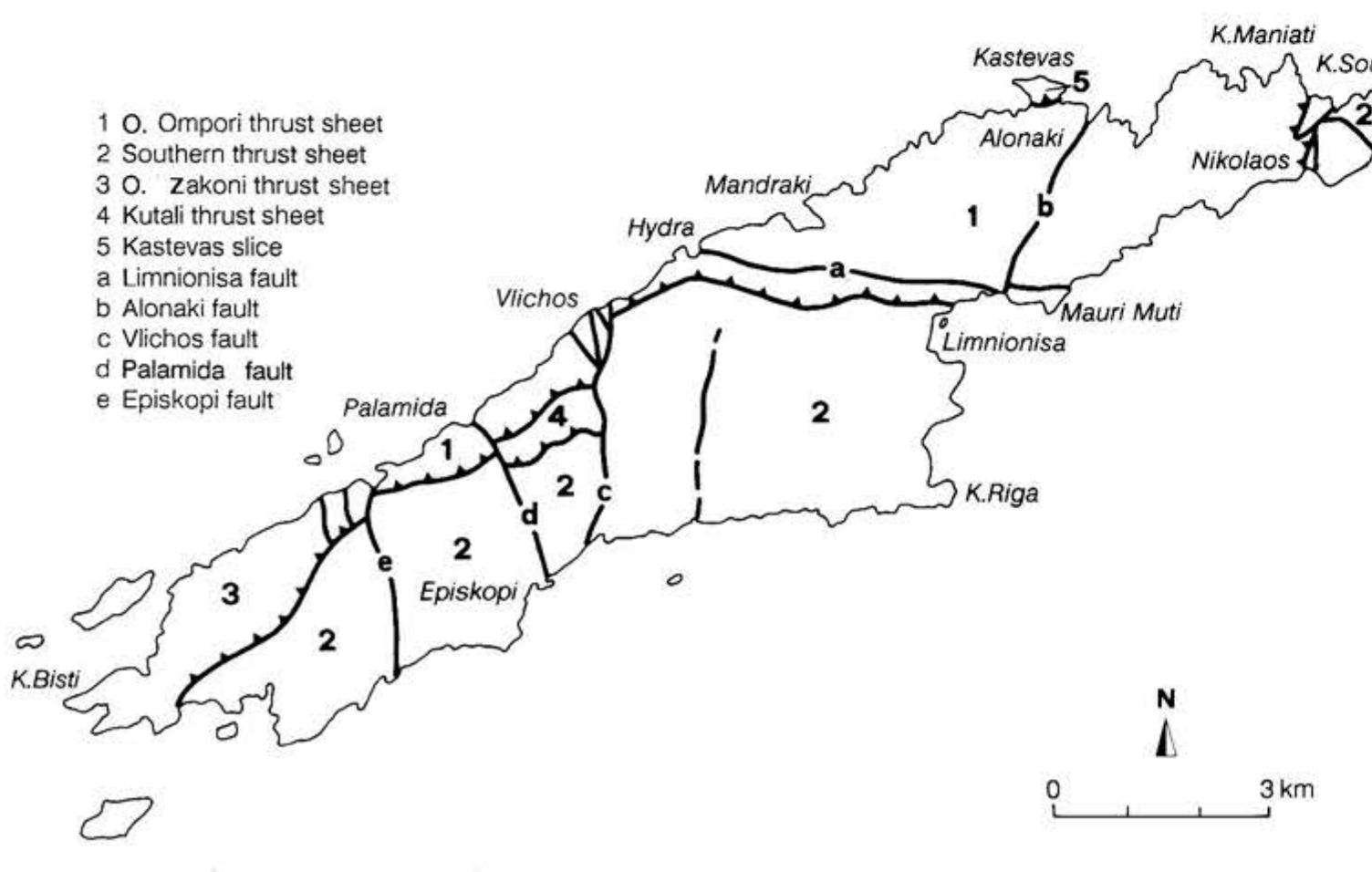 - tectonic map of hydra showing the position of the