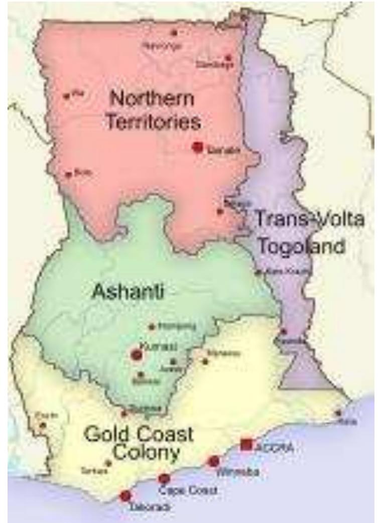 Map of gold coast source: pre-independence regions of