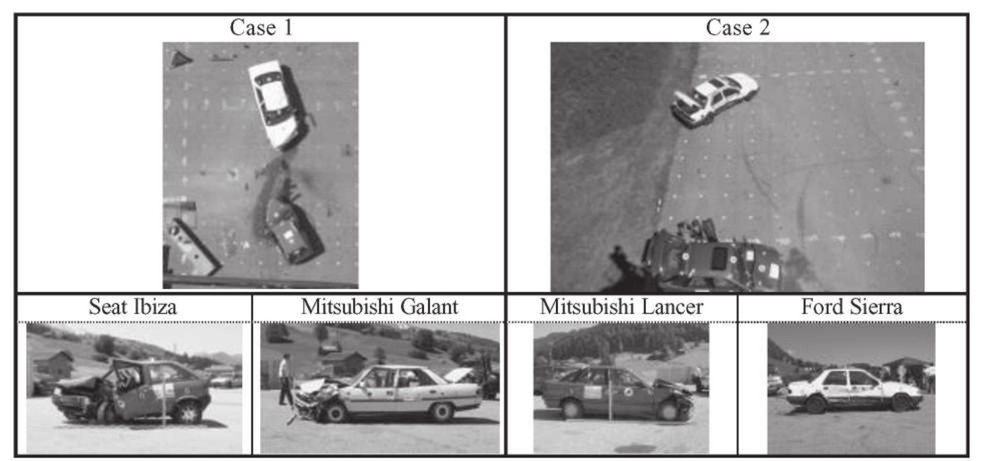 I car rest positions and damages (side view). reconstruction