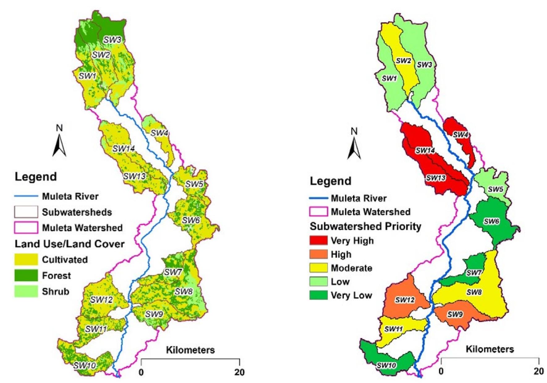 Land use/land cover map of subwatersheds fig. 5. priority