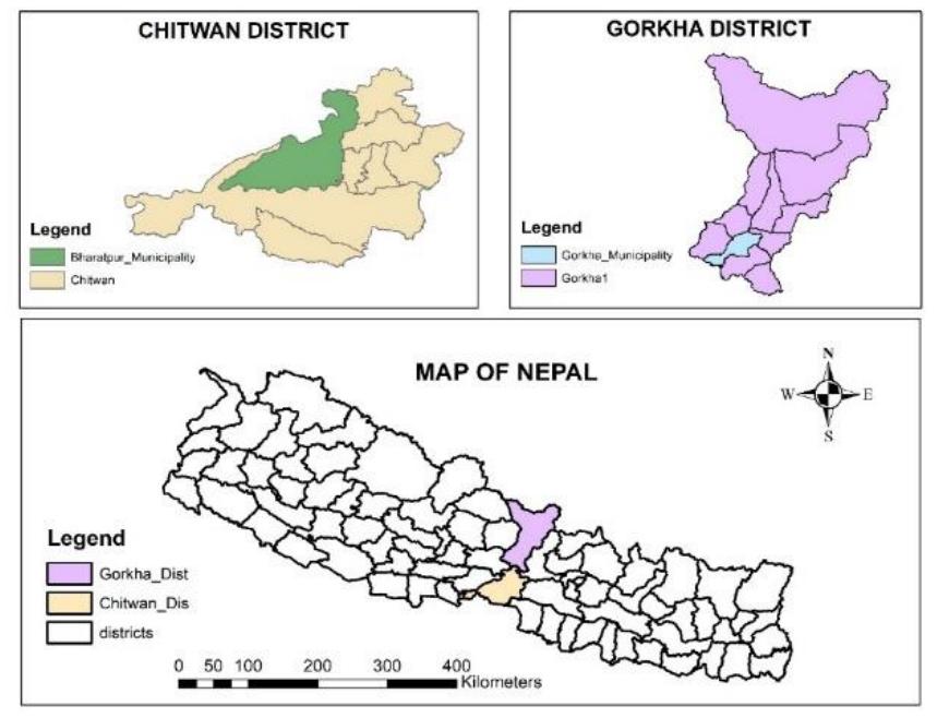 Map of nepal showing the study area the study was carried