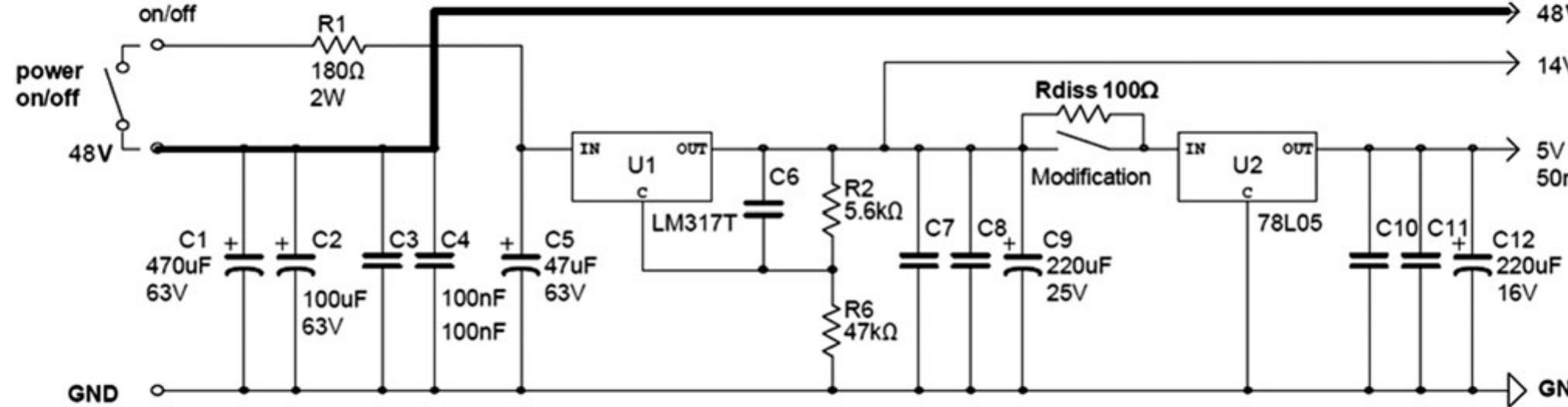 Schematic diagram for voltage regulator circuit.