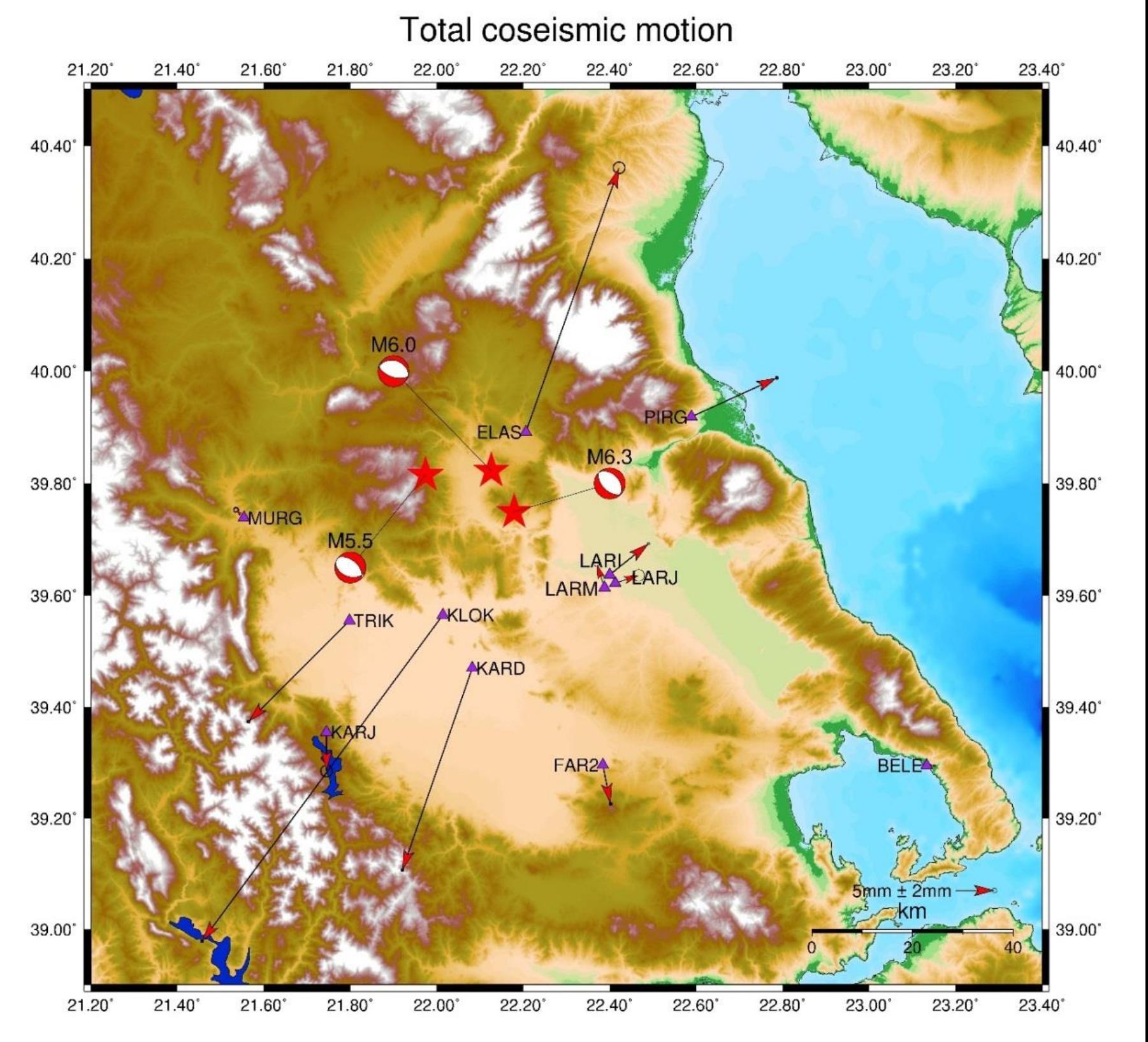 Gnss total displacement map showing also