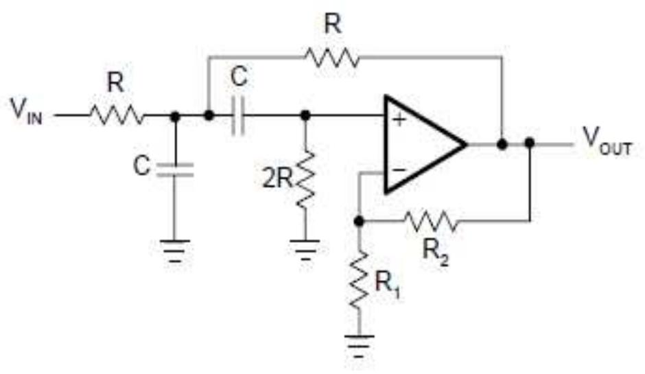 Schematic diagram of 2" order sallen-key active band-pass