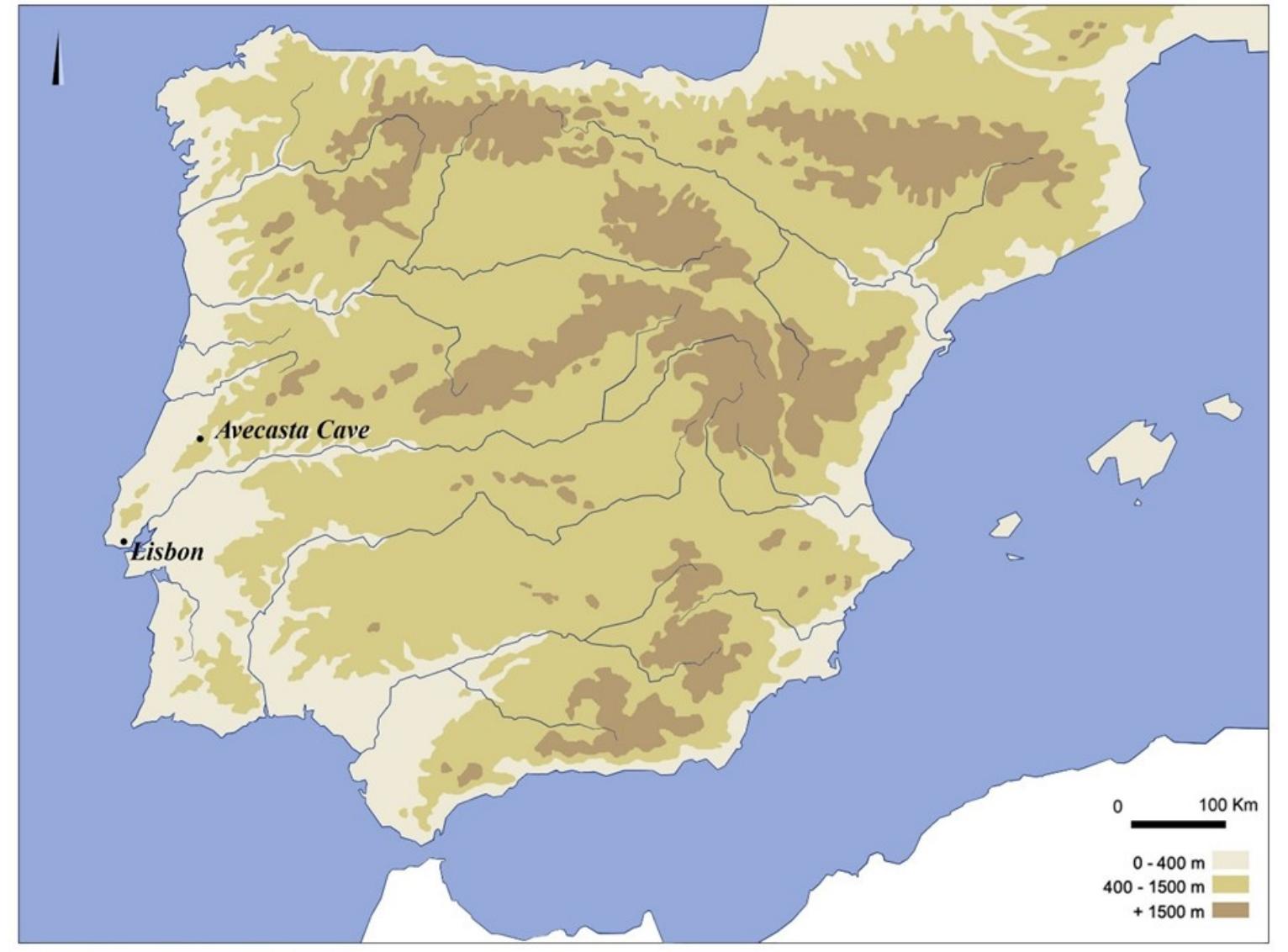 Map of the iberian peninsula showing the location of the