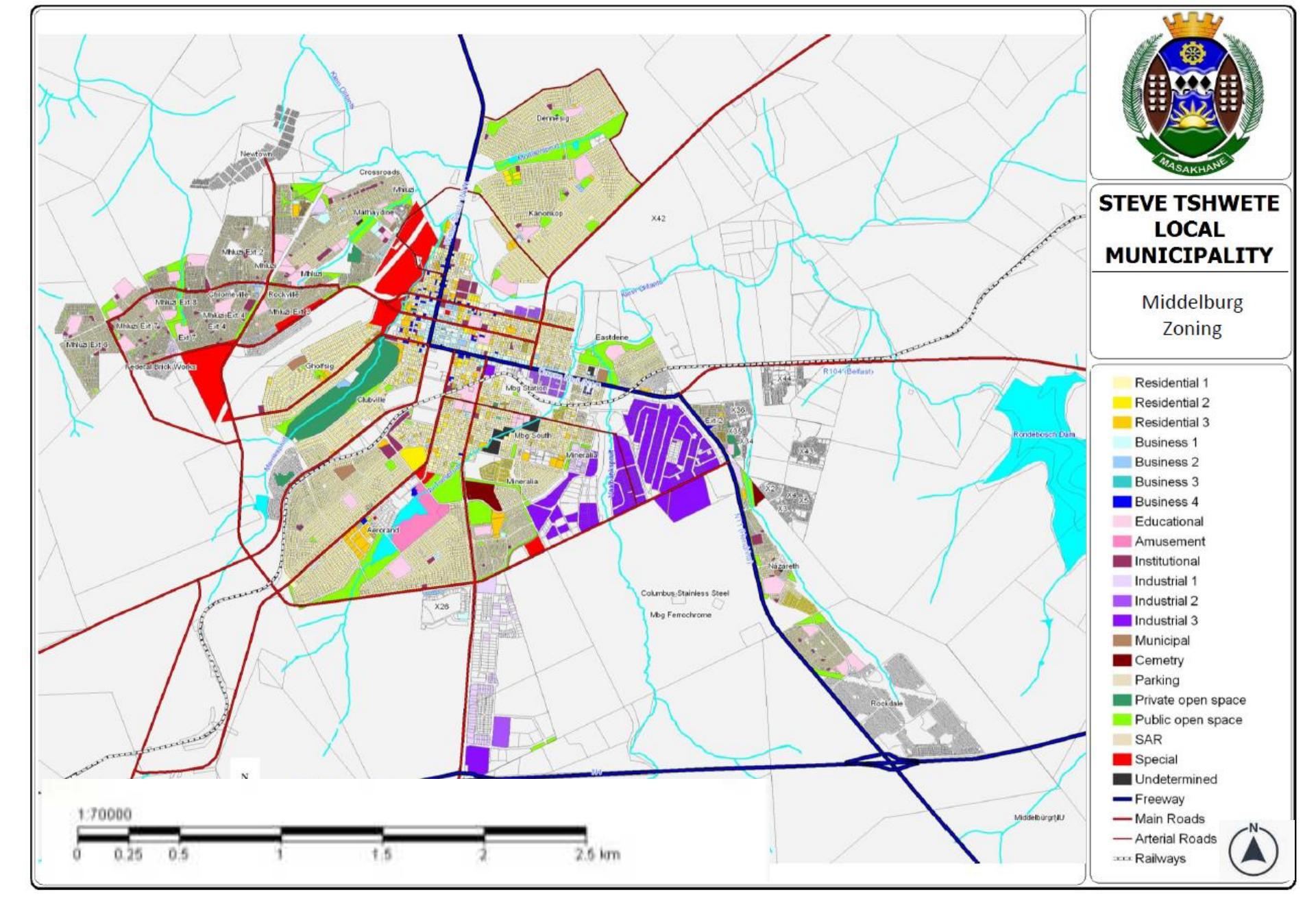 -4: example of a zoning map the colour scheme depicted in