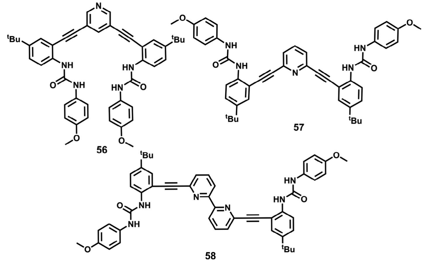 Structure of the bis-urea receptors, 56 (‘u’ conformation),