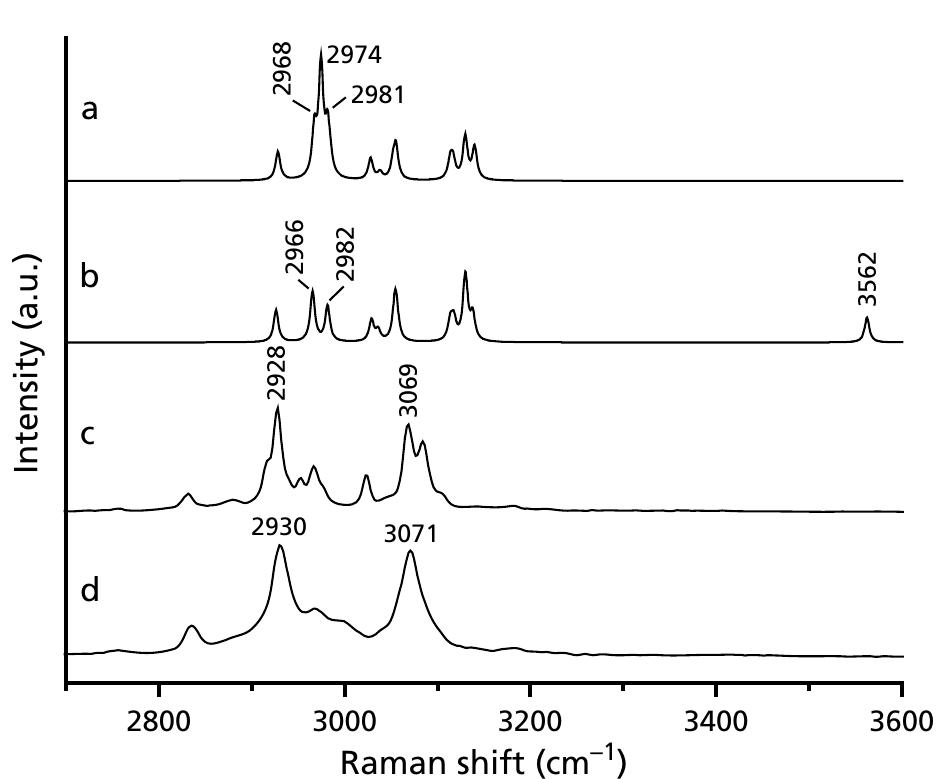 Raman spectra of calculated indometacin dimer (a), calcu-