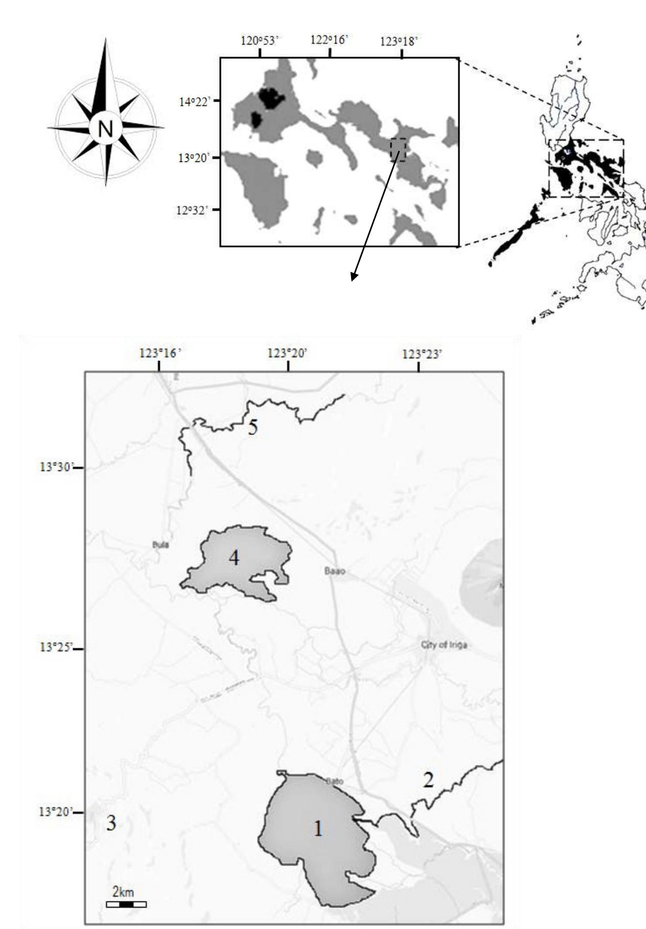 Sig. 1. map of southern luzon, philippines showing the five