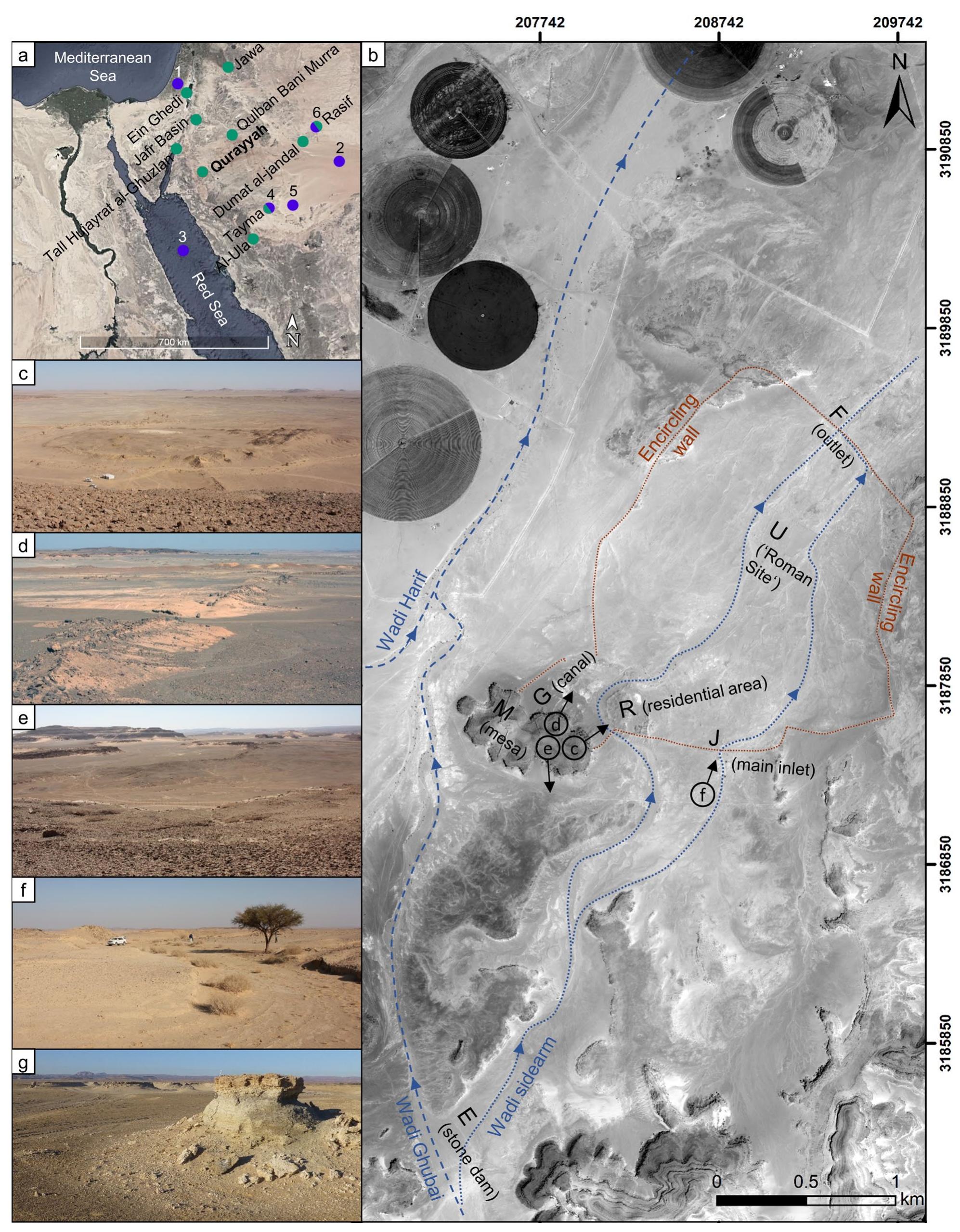 a) overview map showing the location of qurayyah and