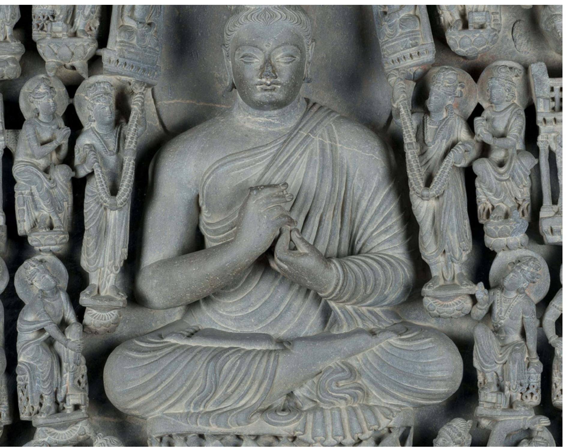 Detail from figure 1. indra and brahma offer flower garlands