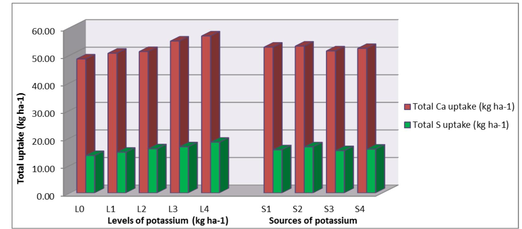 Effect of levels and sources of potassium on total uptake of