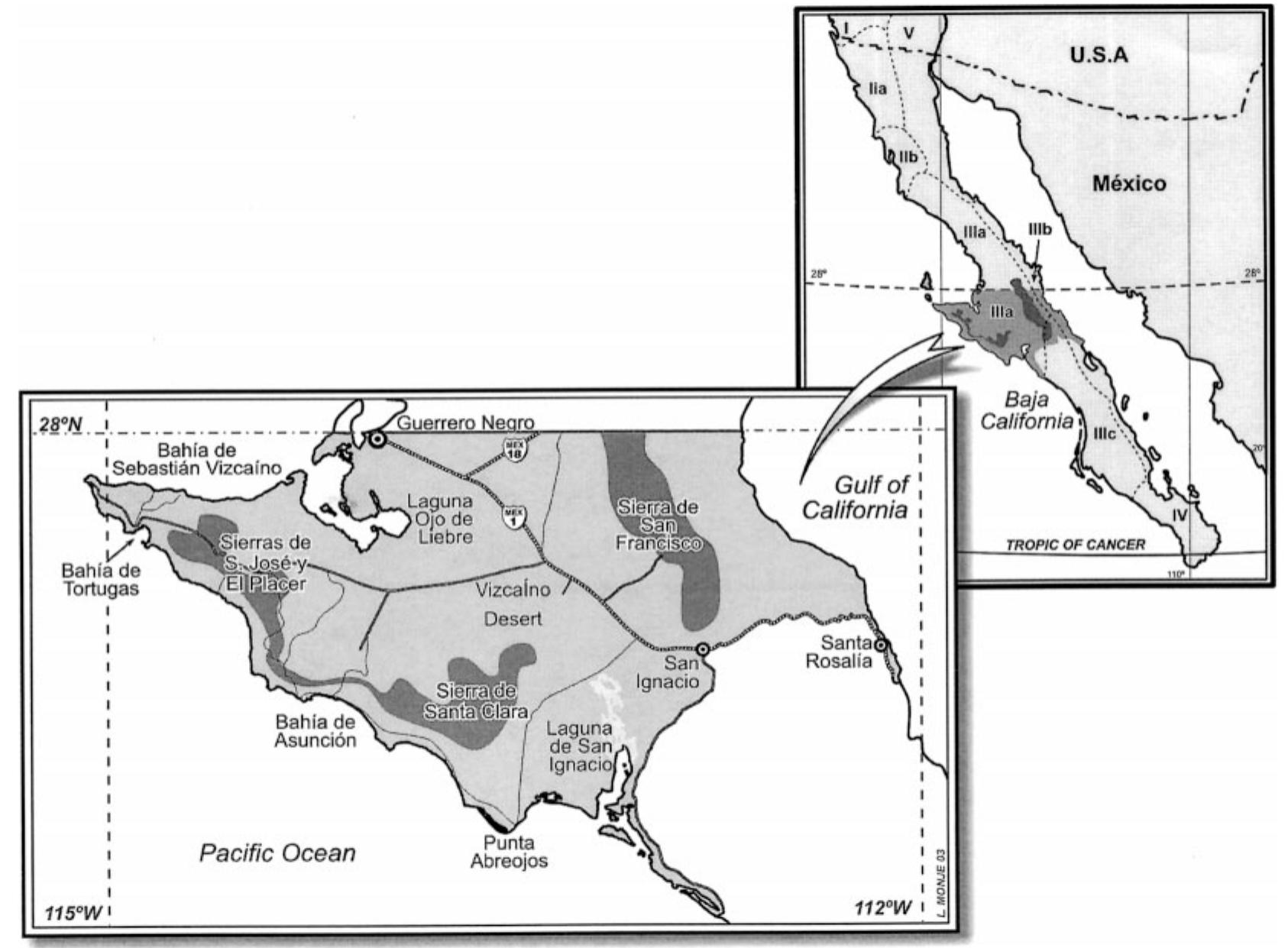 Fic. 1—map of the el vizcaino biosphere reserve. top right: