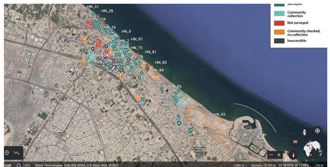 I. map of areas surveyed (google earth, 2023). seep 1s the