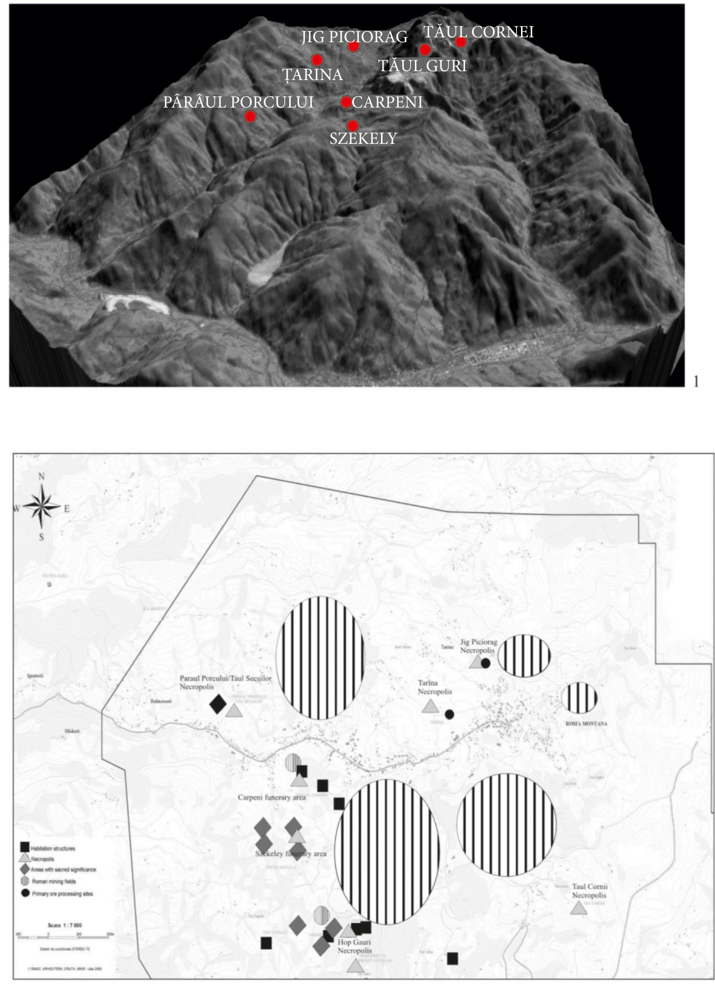 Ig. 2. 1. 3d map of rosia montana, with the identified