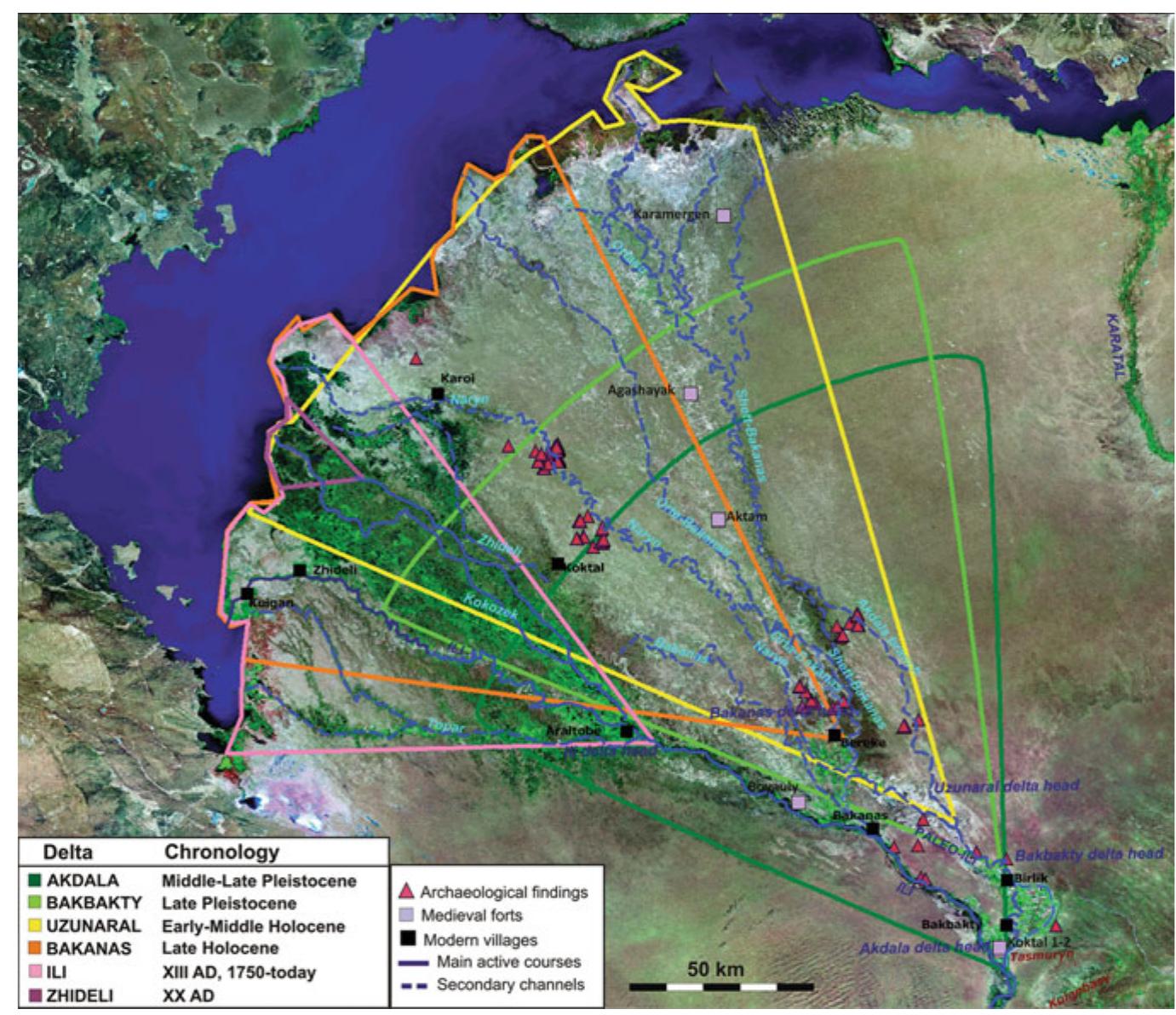 1 map of the ili delta, showing the chronological succession