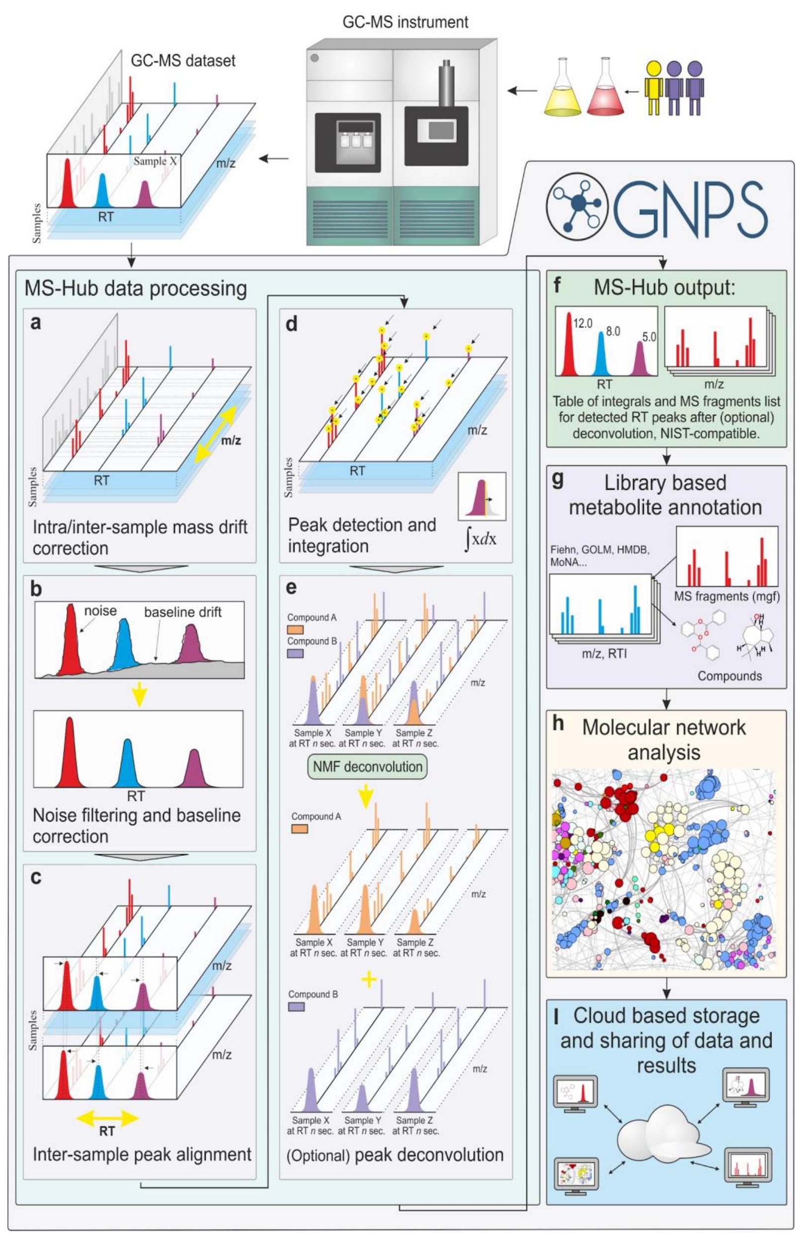 Schematic representation of the mshub processing pipeline