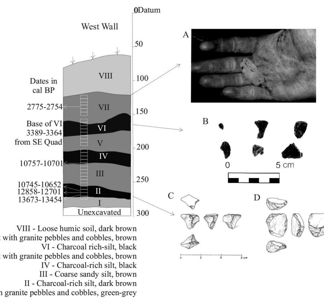 Stratigraphic profile (elta18-2012-a west wall) and a